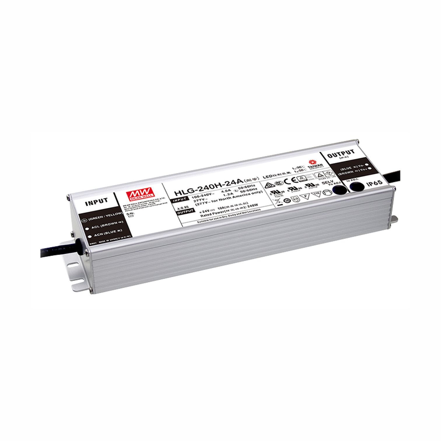 HLG-240H-24AB LED driver, IP65 240W, 24V, 10A CV+CC dimmable, MEAN WELL | 101416